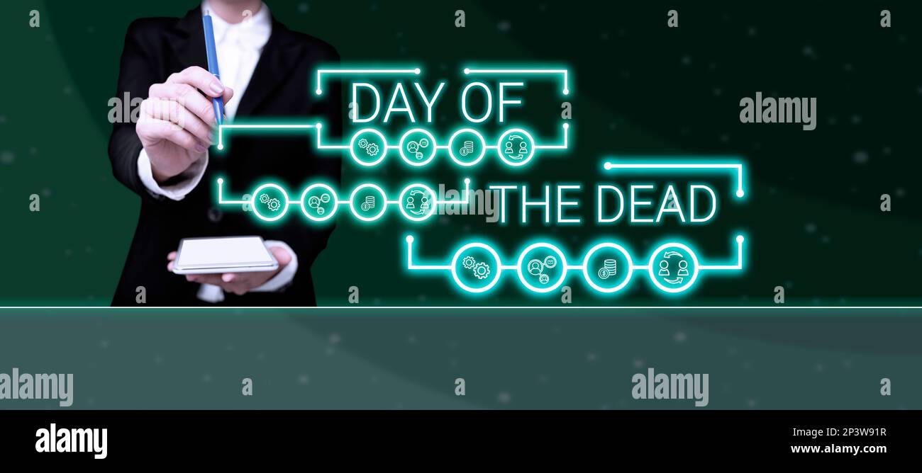 Sign displaying Day Of The Dead. Business idea mexican celebration ...