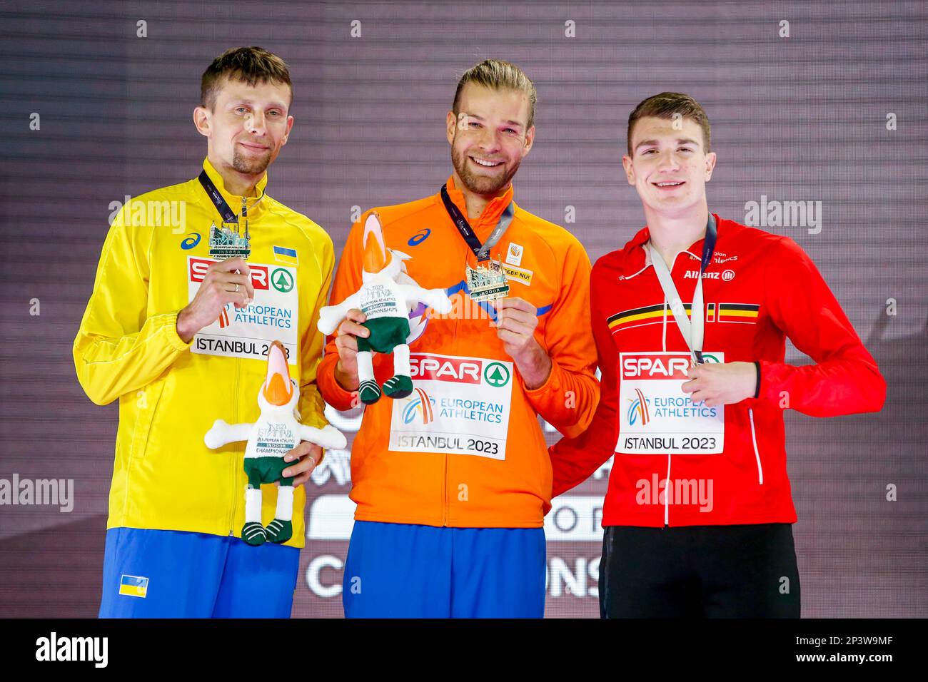 ISTANBUL, TURKEY - MARCH 5: Andrii Protsenko of Ukraine, Douwe Amels of the Netherlands and ...