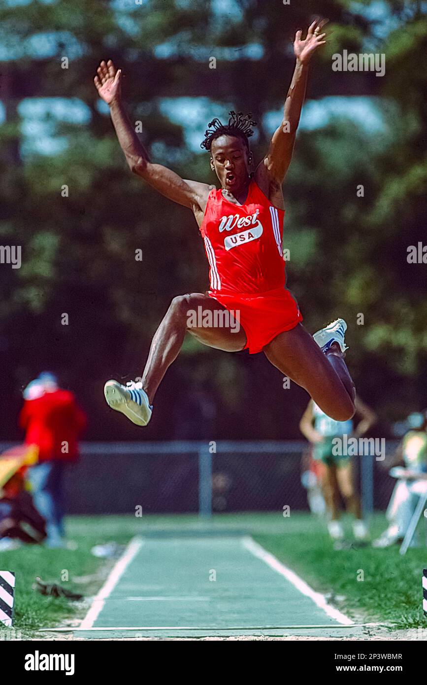 Jackie Joyner-Kersee competing at the 1985 National Sports Festival ...