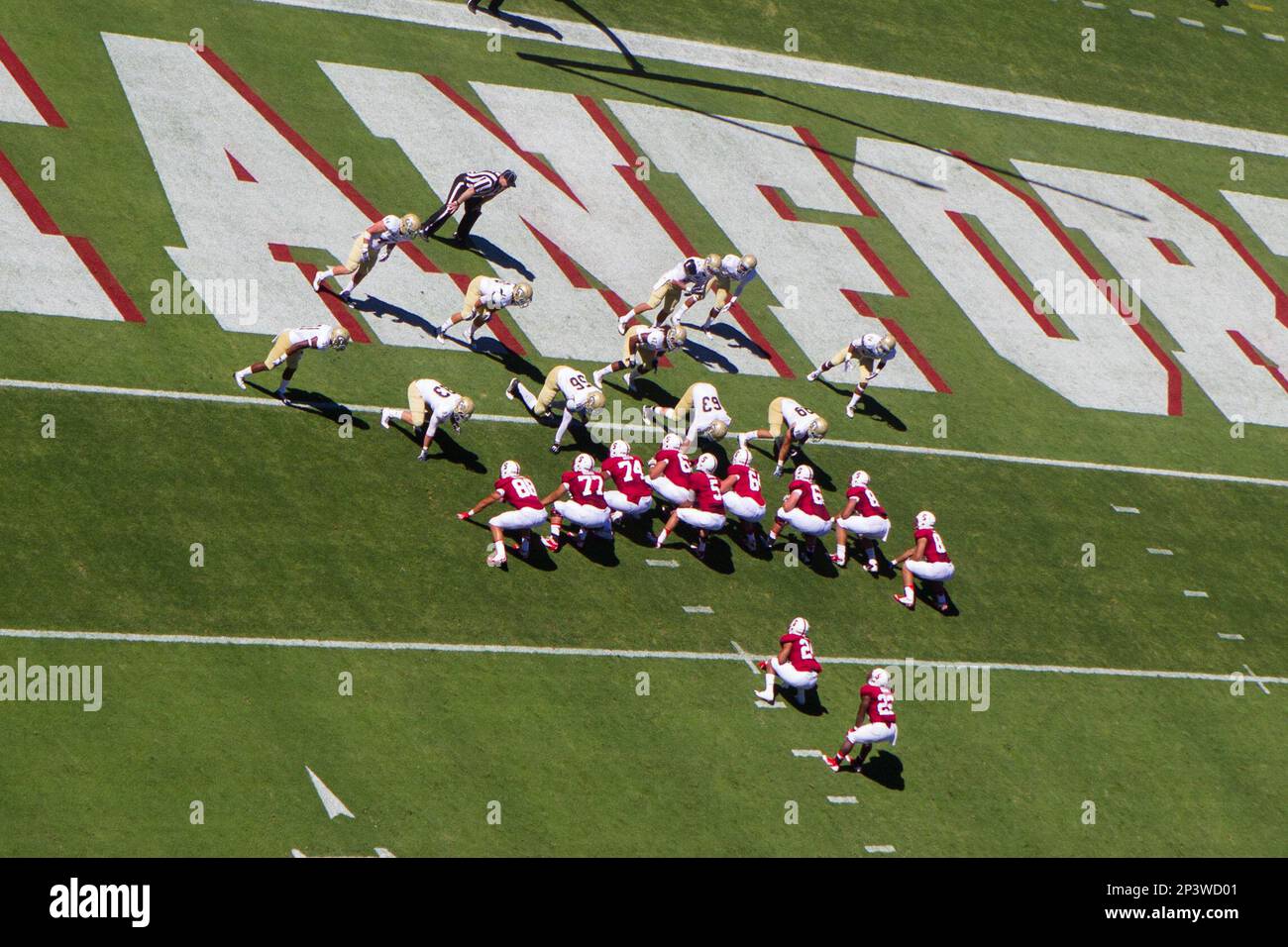 August 30, 2014: An overhead shot of the Stanford Cardinal offense at ...