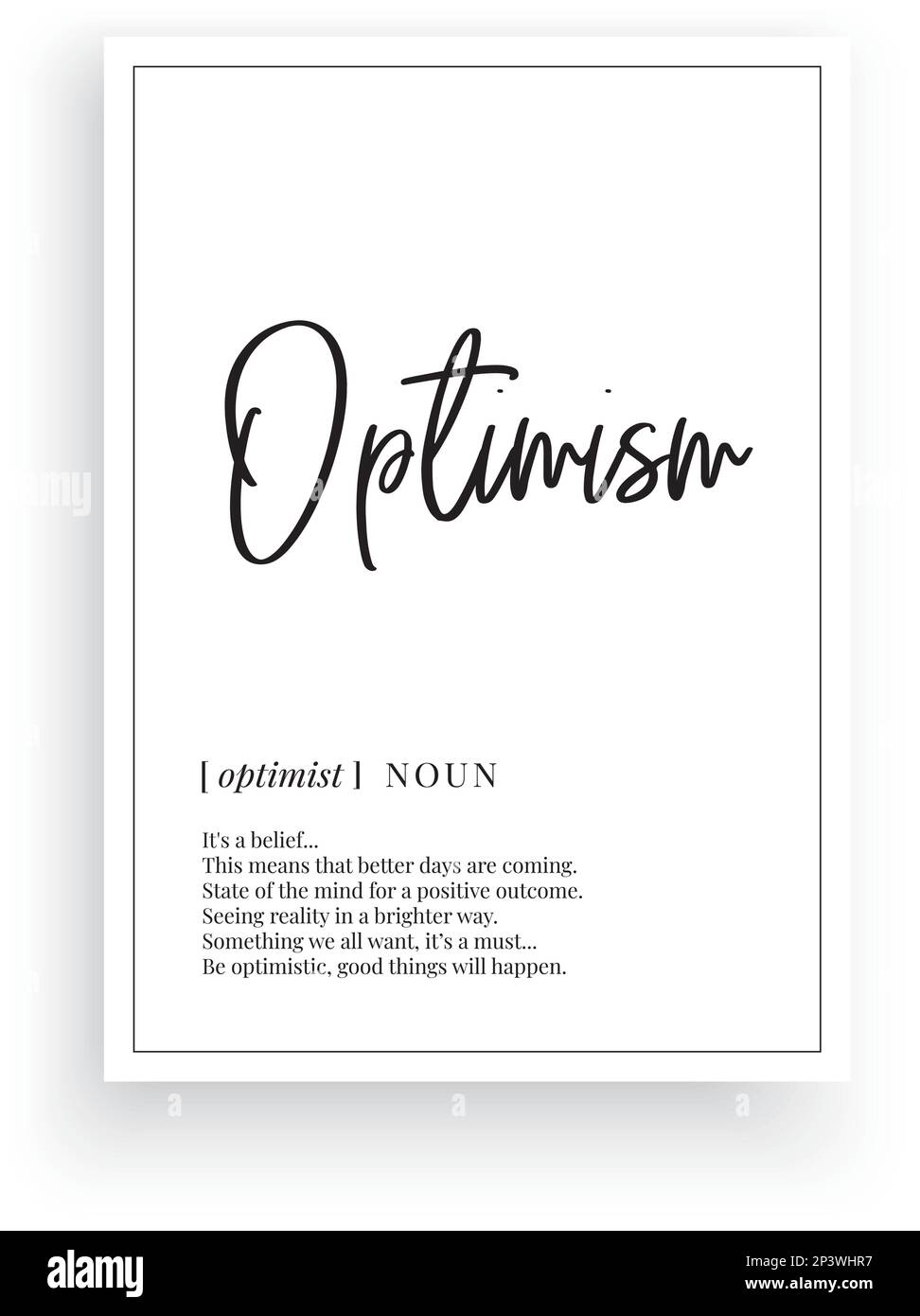 Optimism definition, vector. Minimalist poster design. Wall decals ...