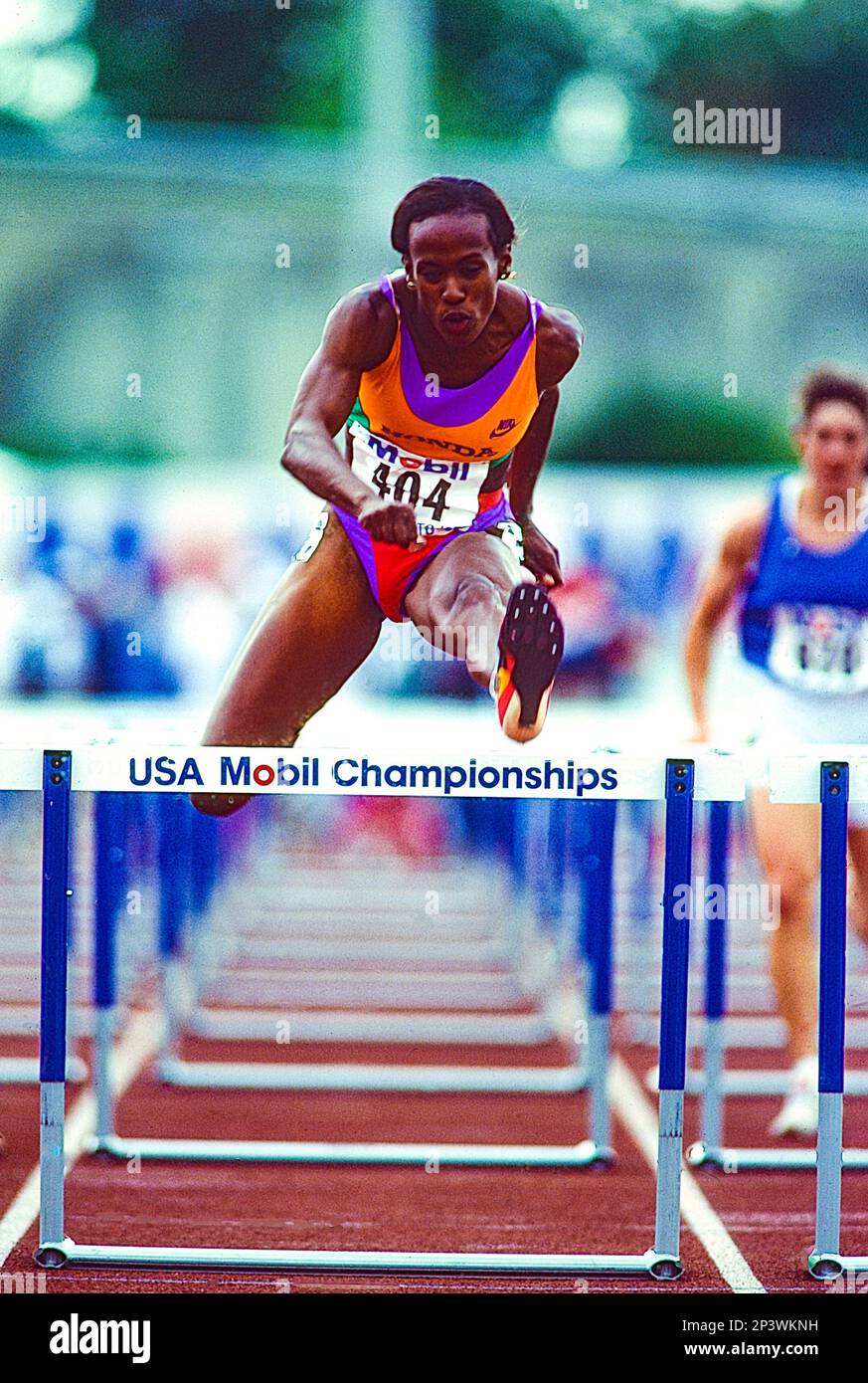 Jackie Joyner-Kersee competing in the Heptathlon at the 1995 USA ...