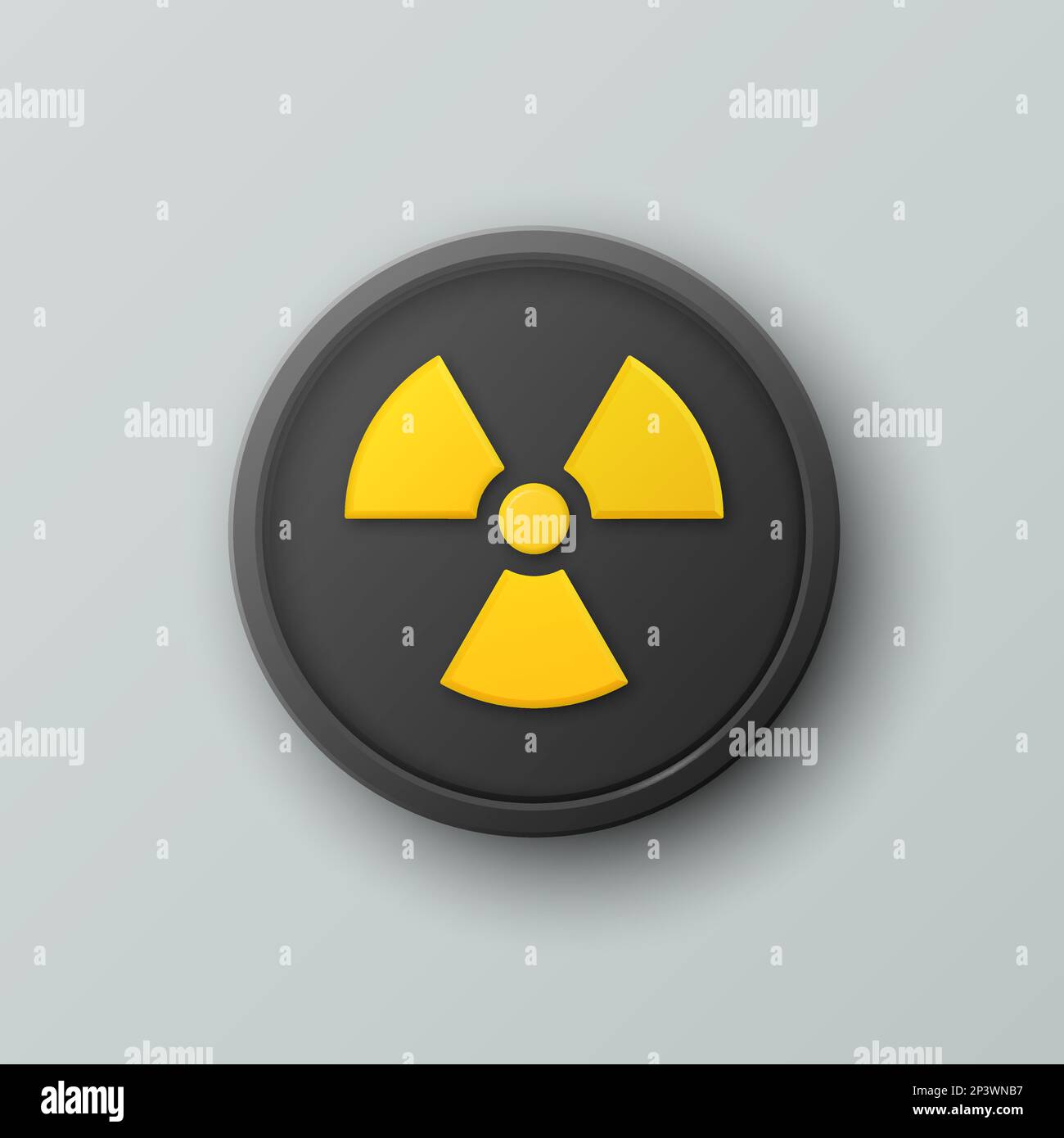 Vector 3d Realistic Round Yellow and Black Warning, Danger Nuclear ...