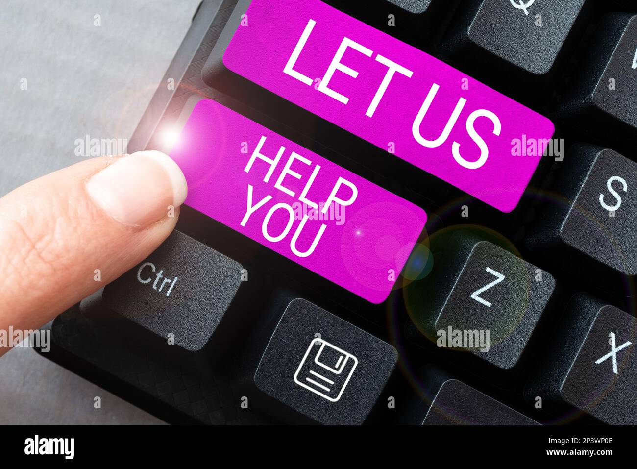 Text caption presenting Let Us Help You. Business showcase Offering a ...