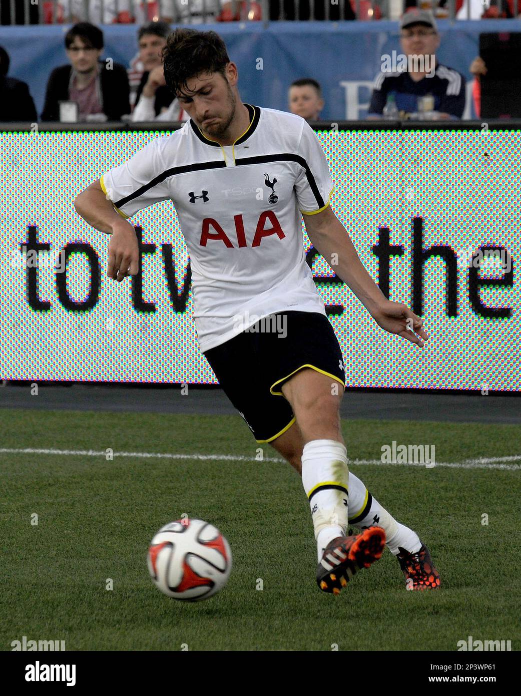 July 23, 2014: Tottenham Hotspur left back Ben Davies crosses the ball ...