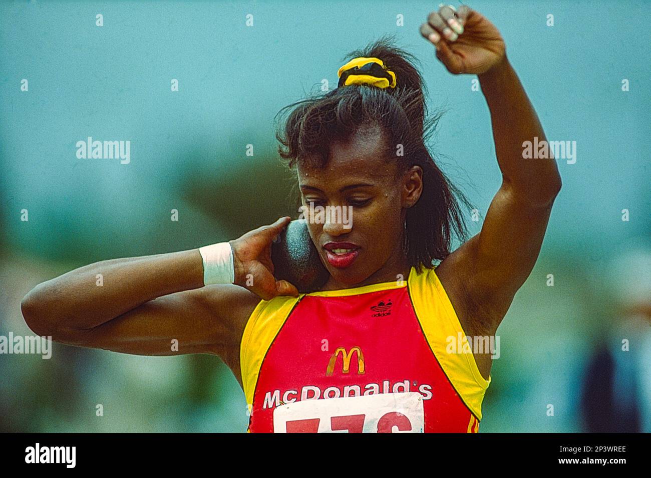 Jackie Joyner-Kersee competing in the Heptathlon at the 1990 USA ...
