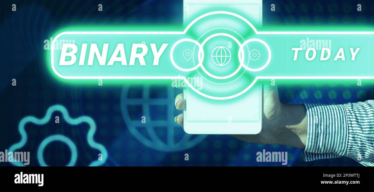 Sign displaying Binary. Word Written on relating to using or denoting ...