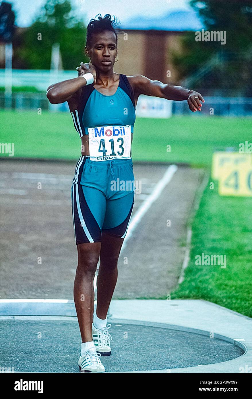 Jackie Joyner-Kersee competing in the Heptathlon at the 1993 USA ...