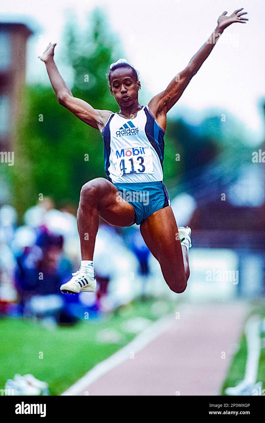 Jackie Joyner-Kersee competing in the Heptathlon at the 1993 USA ...