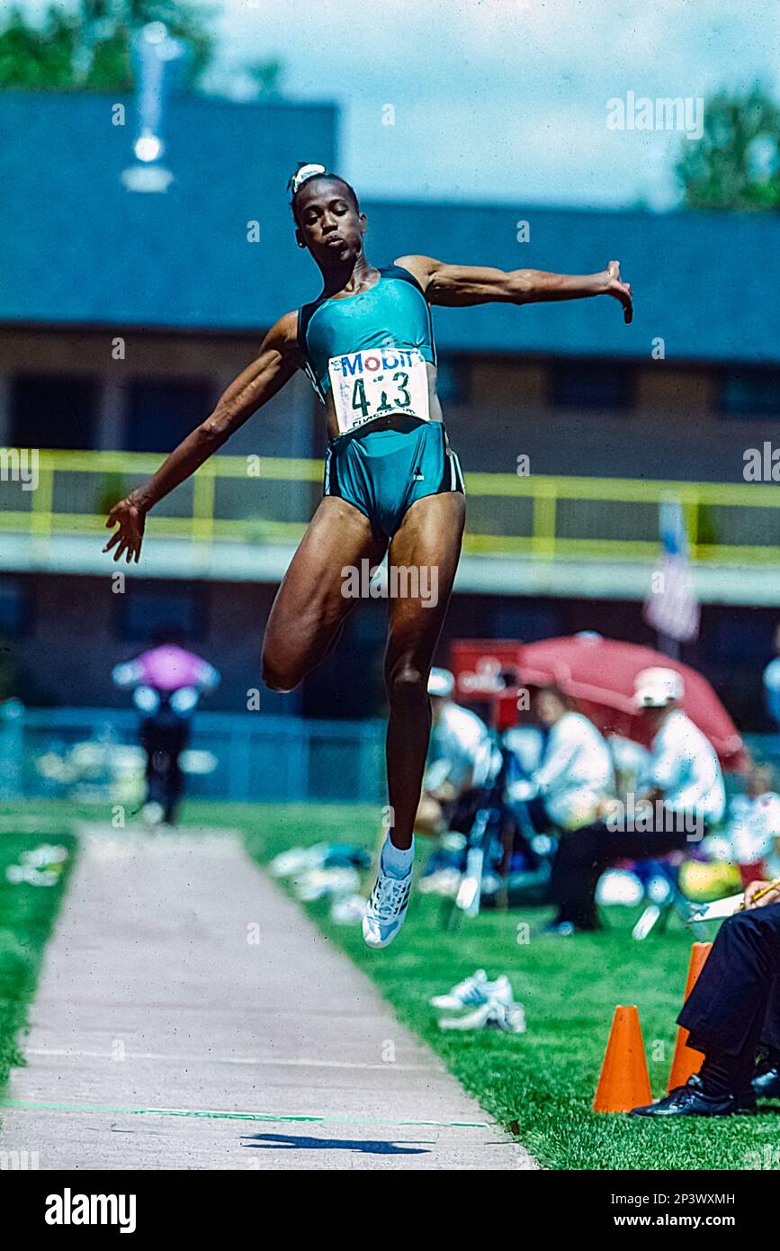 Jackie Joyner-Kersee competing in the Heptathlon at the 1993 USA ...
