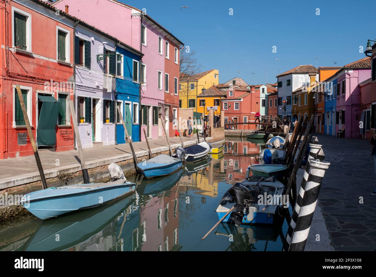Colourful painted houses on the Island of Burano, Venice lagoon Metropolitan City of Venice ...