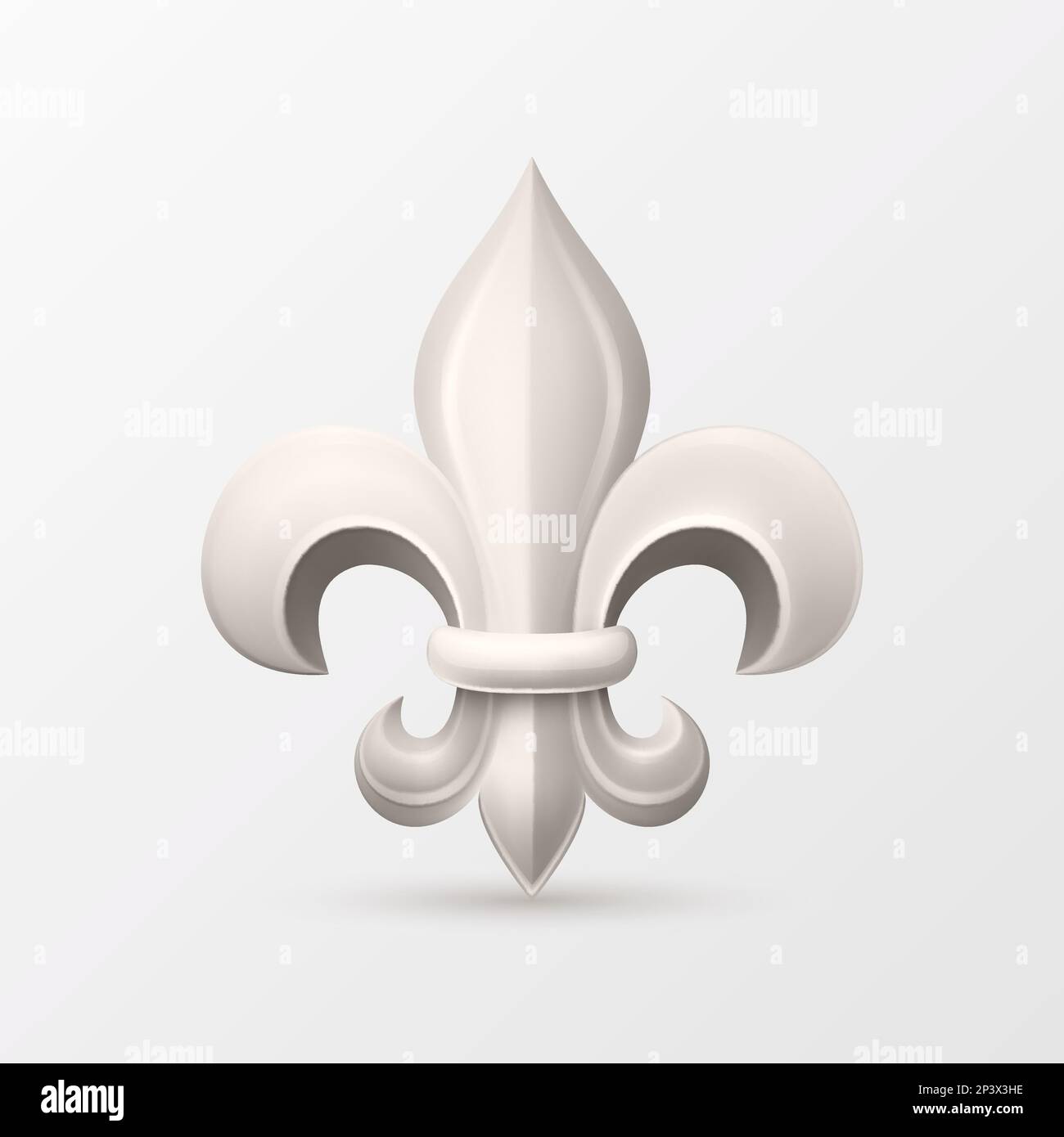 Vector 3d Realistic White Fleur De Lis Icon Closeup Isolated on White ...