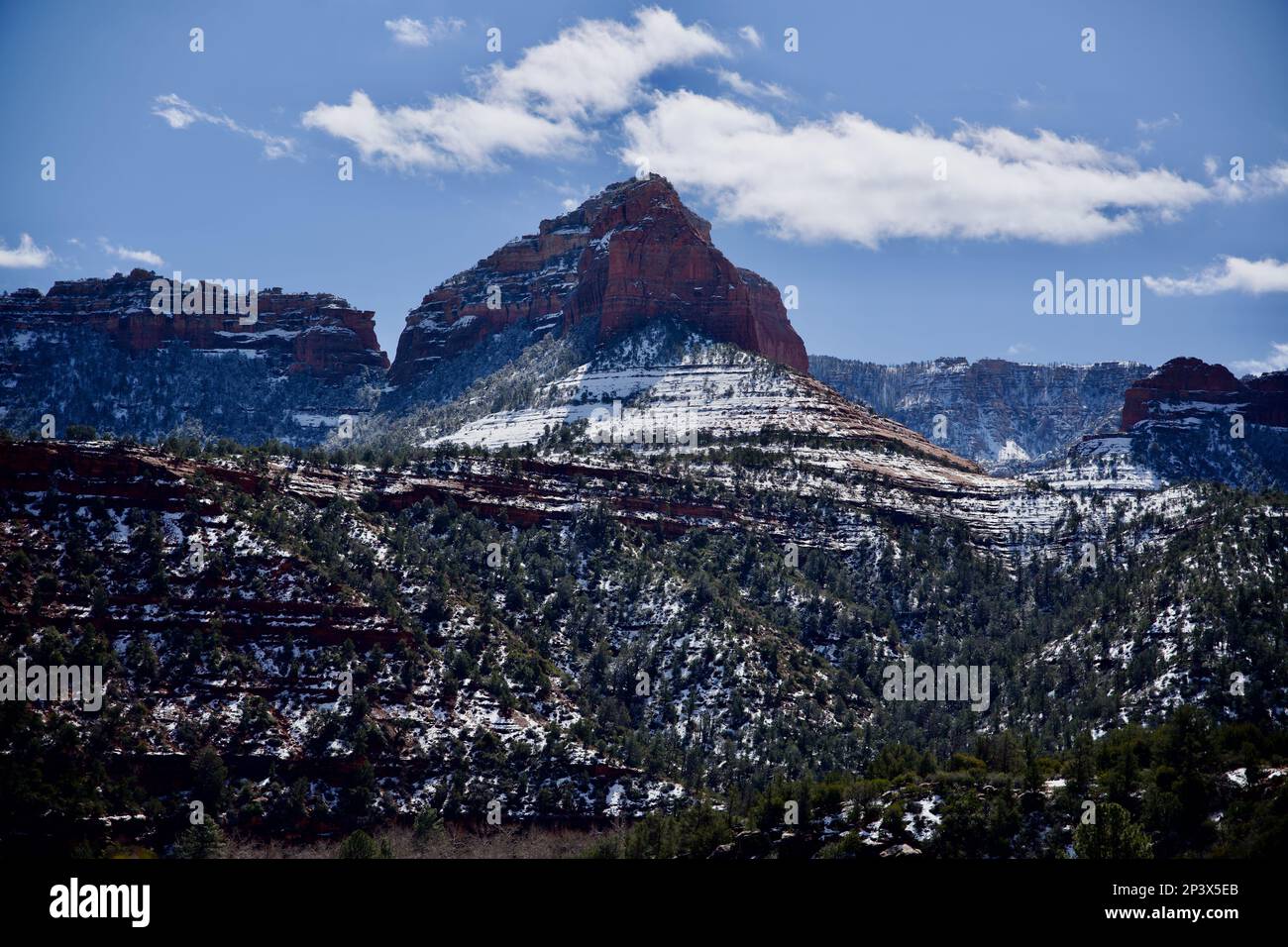 Beautiful scenic snowy view of the mountain side in Sedona Stock Photo ...