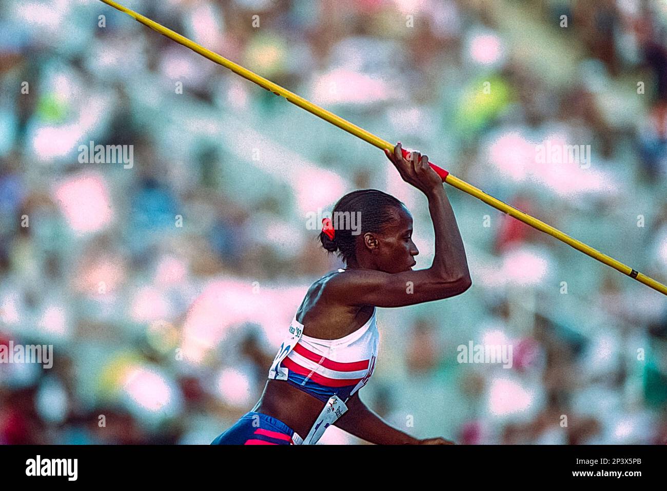 Jackie Joyner-Kersee competing in the Heptathlon at the 1992 Olympic ...