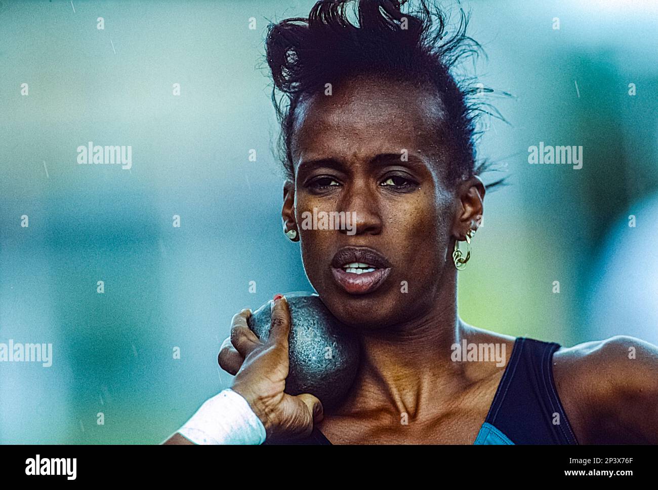 Jackie Joyner-Kersee competing in the Heptathlon at the 1993 USA ...