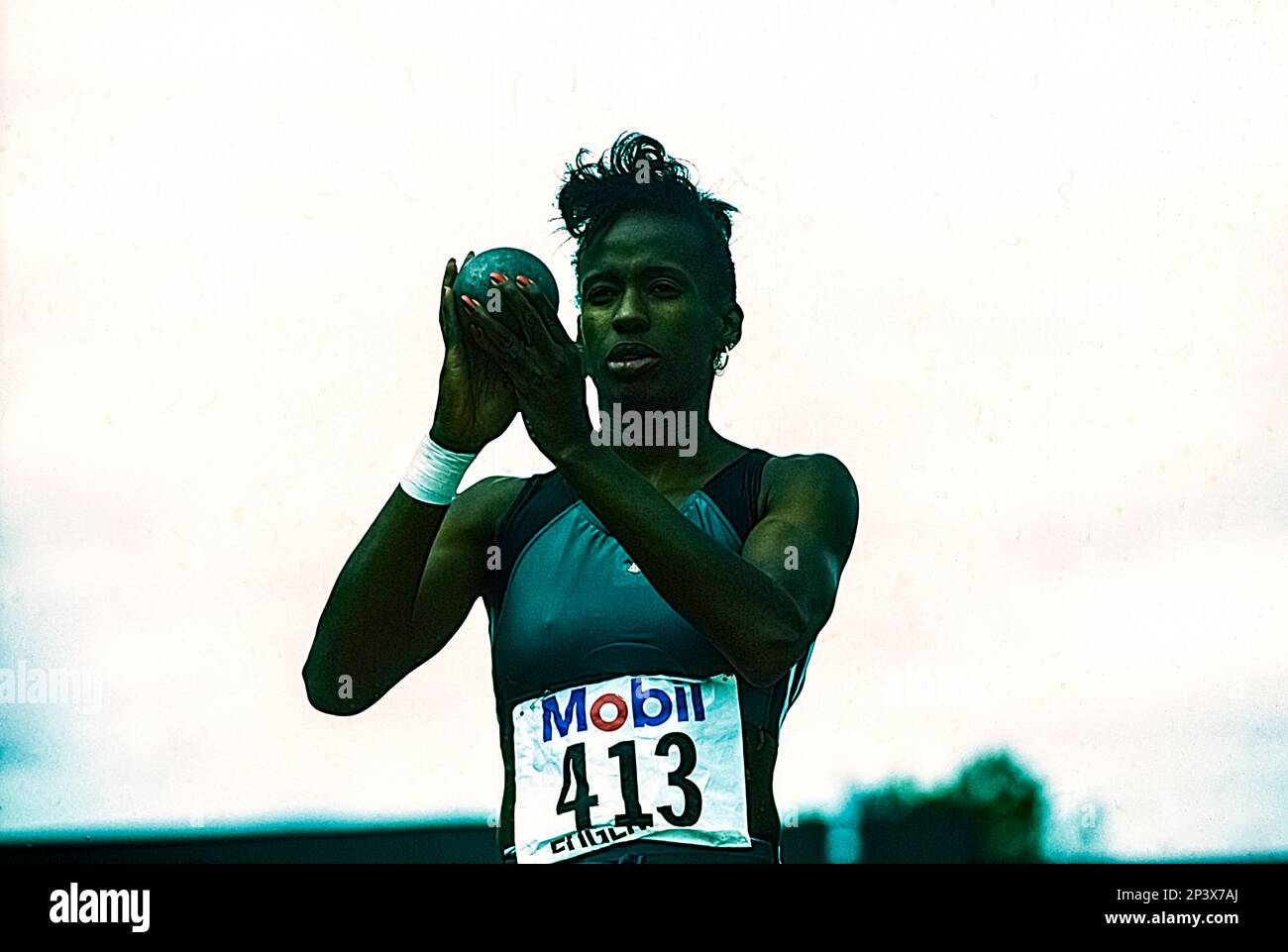 Jackie Joyner-Kersee competing in the Heptathlon at the 1993 USA ...
