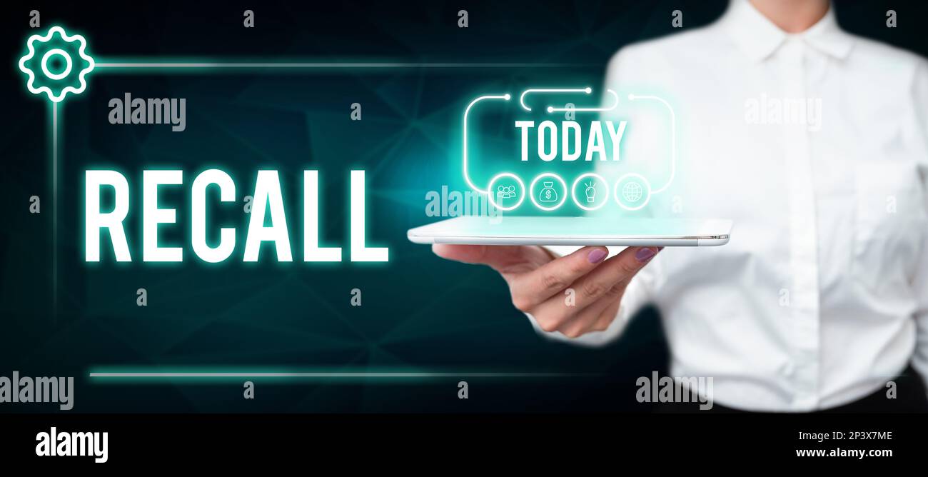 Writing displaying text Recall. Word for bring fact event or situation ...