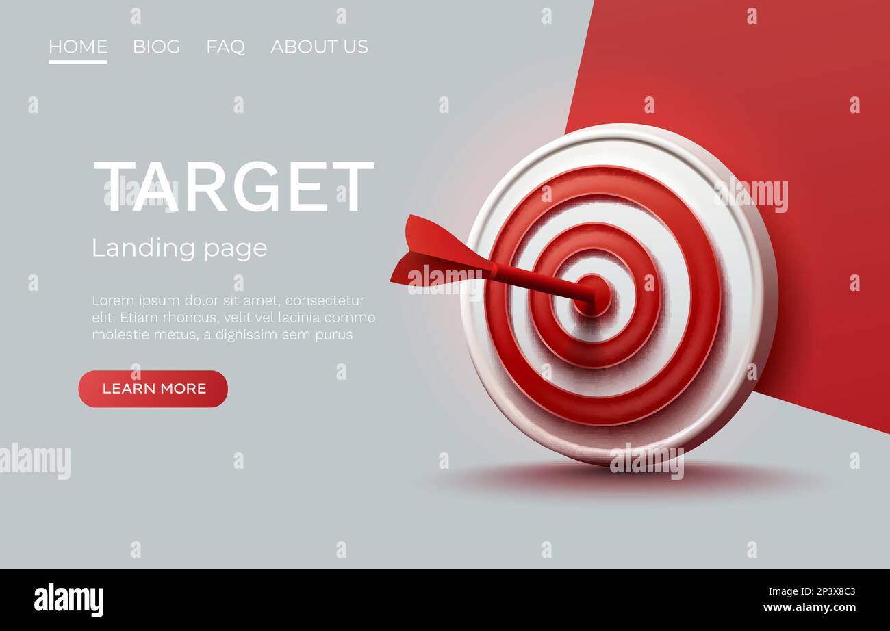 Target landing page, banner business 3d icon. Vector illustration Stock ...