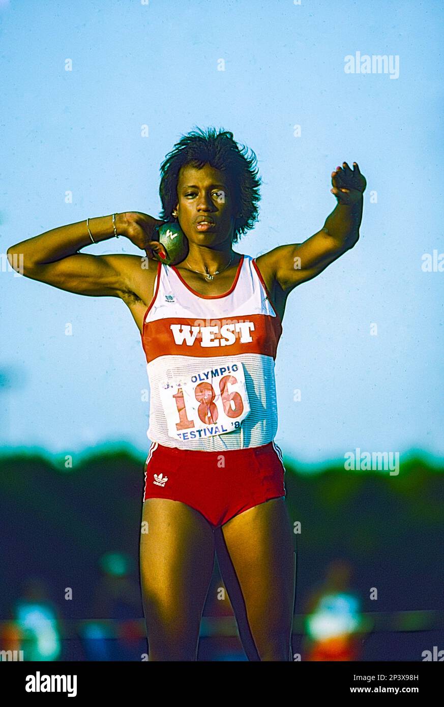 Jackie Joyner-Kersee competing at the 1986 US Olympic Festival Stock ...