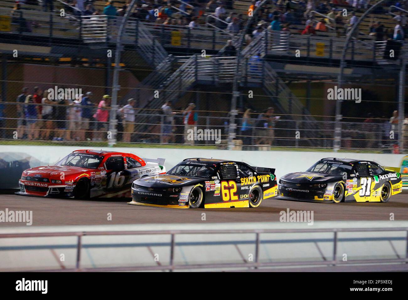 Brendan Gaughan (62) and Ryan Reed (16) during the NASCAR Nationwide ...