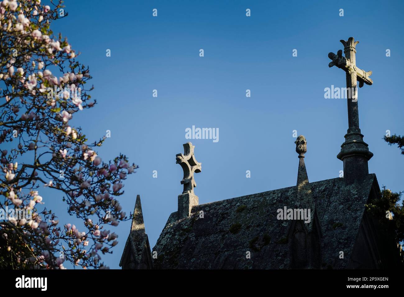 The crosses of the ancient crypt against the blue sky Stock Photo - Alamy