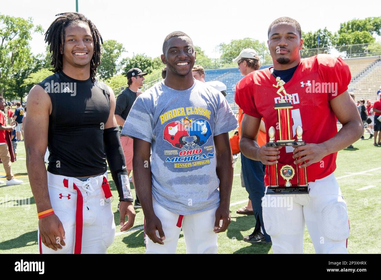 June 14, 2014: From the left, Ohio State recruits Erick Smith (2 ...