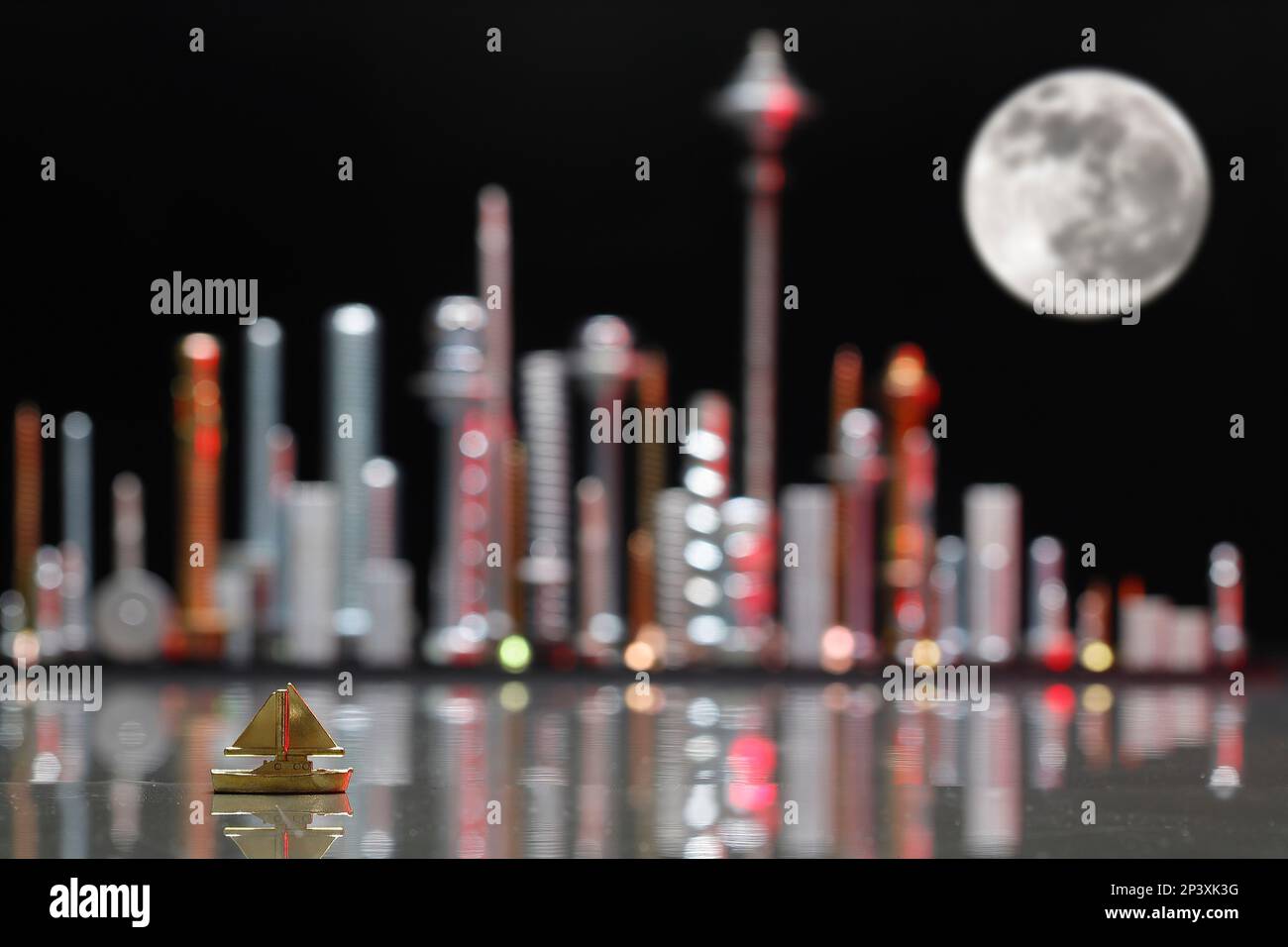 Nut Screw City - A minature skyline made from nuts,bolts,screws,washers ...