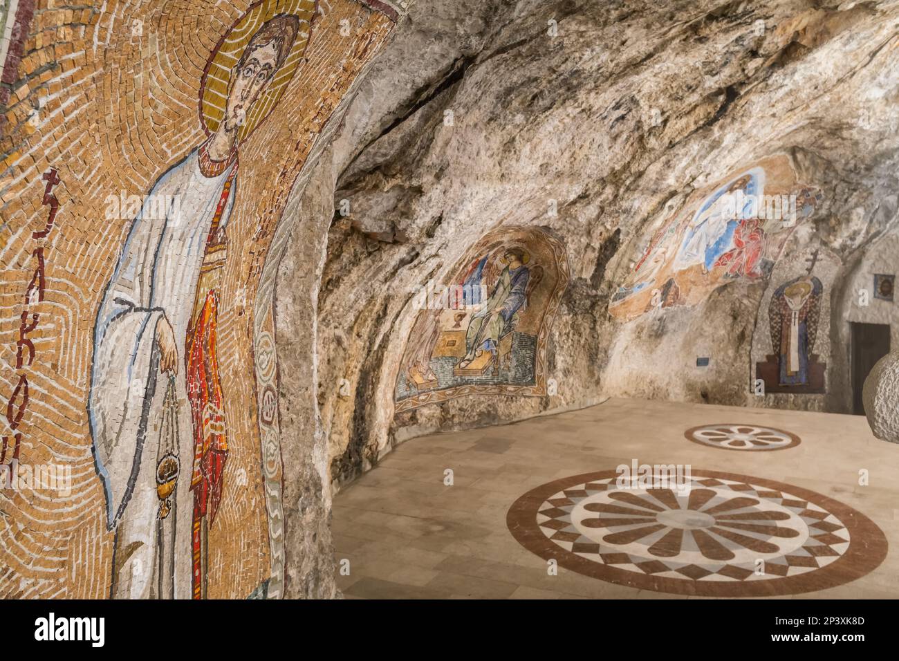 Mosaic orthodox icons on rock in Ostrog monastery in Montenegro Stock ...