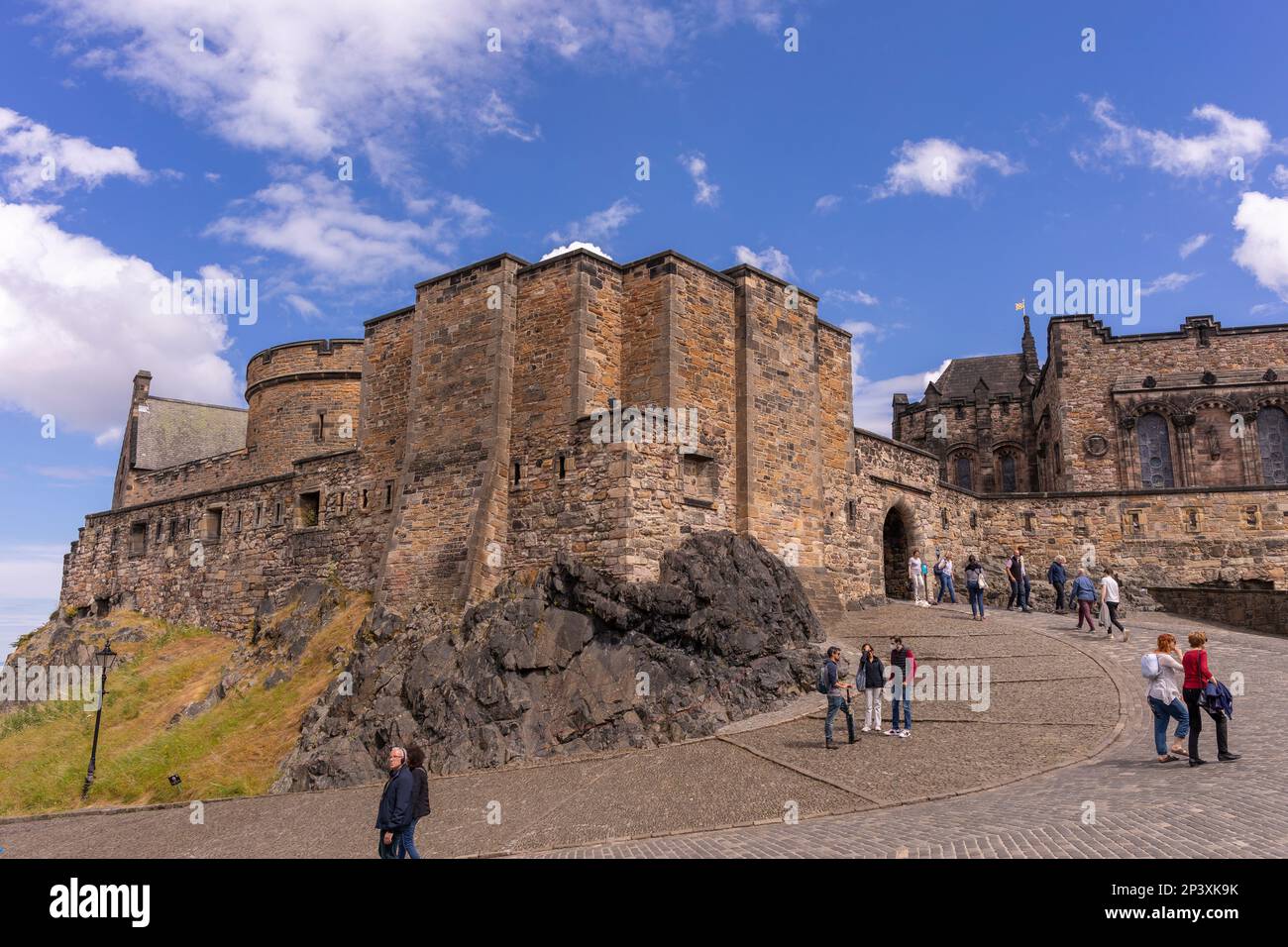 EDINBURGH, SCOTLAND, EUROPE - Edinburgh Castle, Foog's Gate at right ...