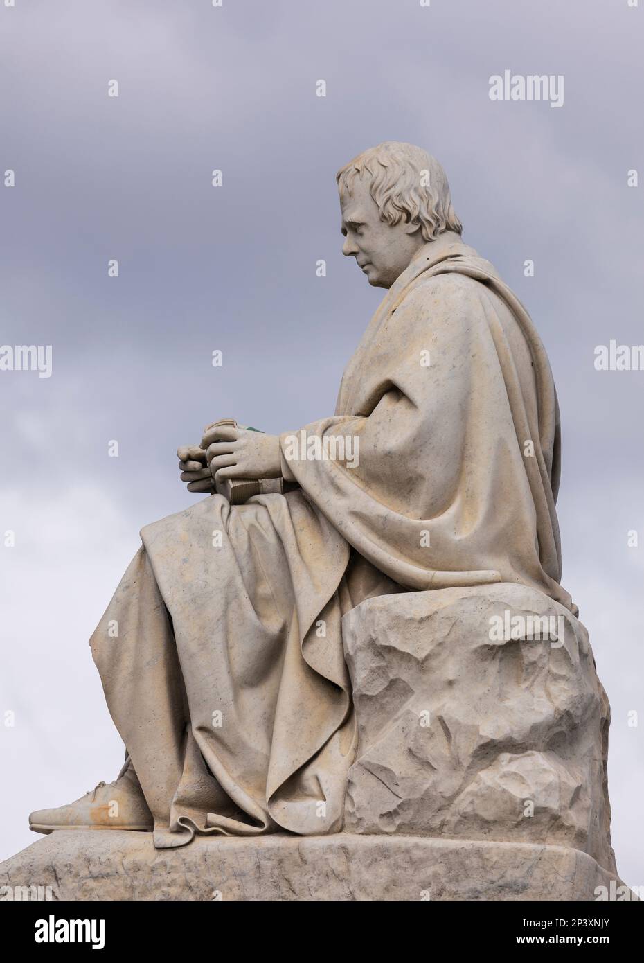 EDINBURGH, SCOTLAND, EUROPE - Sir Walter Scott statue at Scott Monument ...