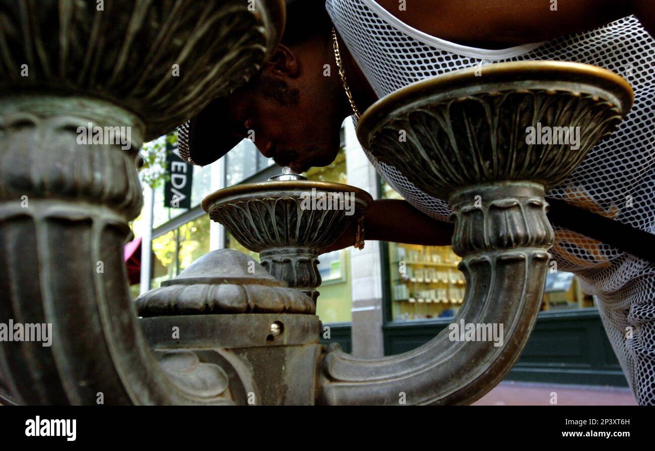 This Sept. 3, 2005 photo shows the first Benson Bubbler in downtown ...