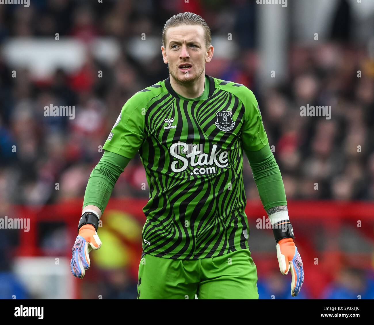 Jordan Pickford #1 of Everton during the Premier League match ...