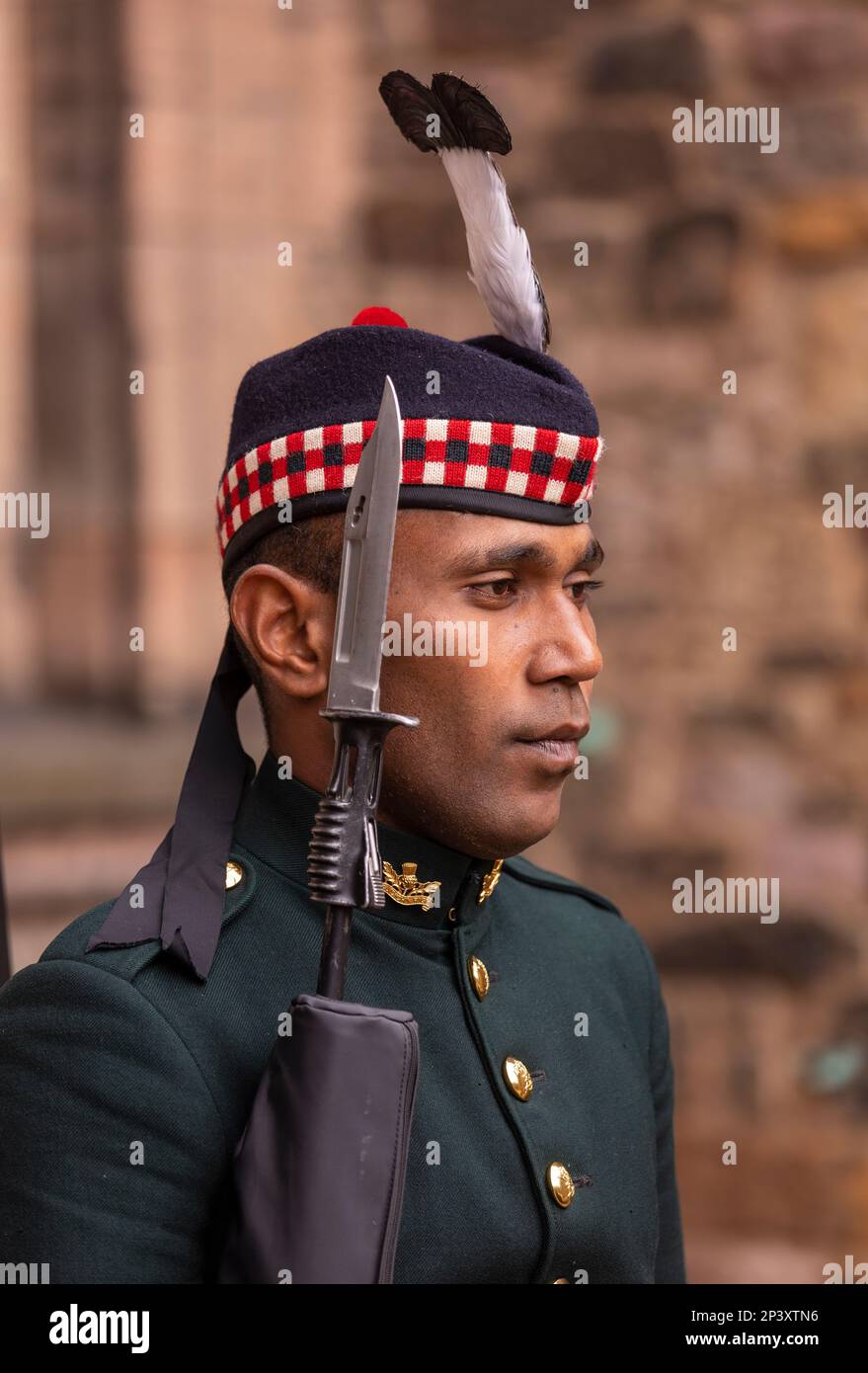 EDINBURGH, SCOTLAND, EUROPE - Edinburgh Castle guard, at Scottish ...