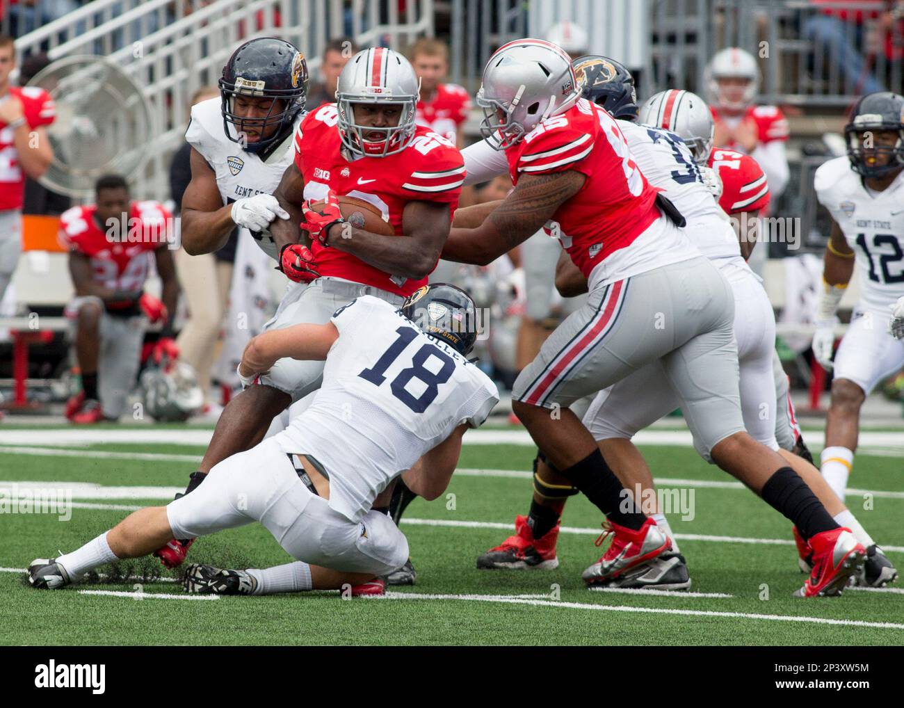 13 September 2014: Running back Warren Ball (28) of the Ohio State ...