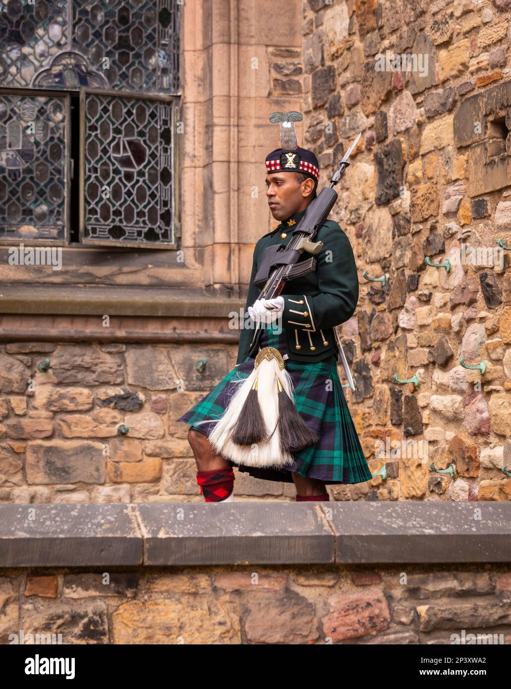 EDINBURGH, SCOTLAND, EUROPE - Edinburgh Castle guard, at Scottish ...