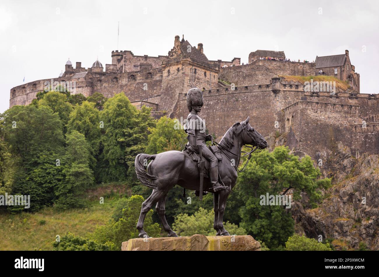 EDINBURGH, SCOTLAND, EUROPE - Monument to the Royal Scots Greys in Princess Street Gardens ...