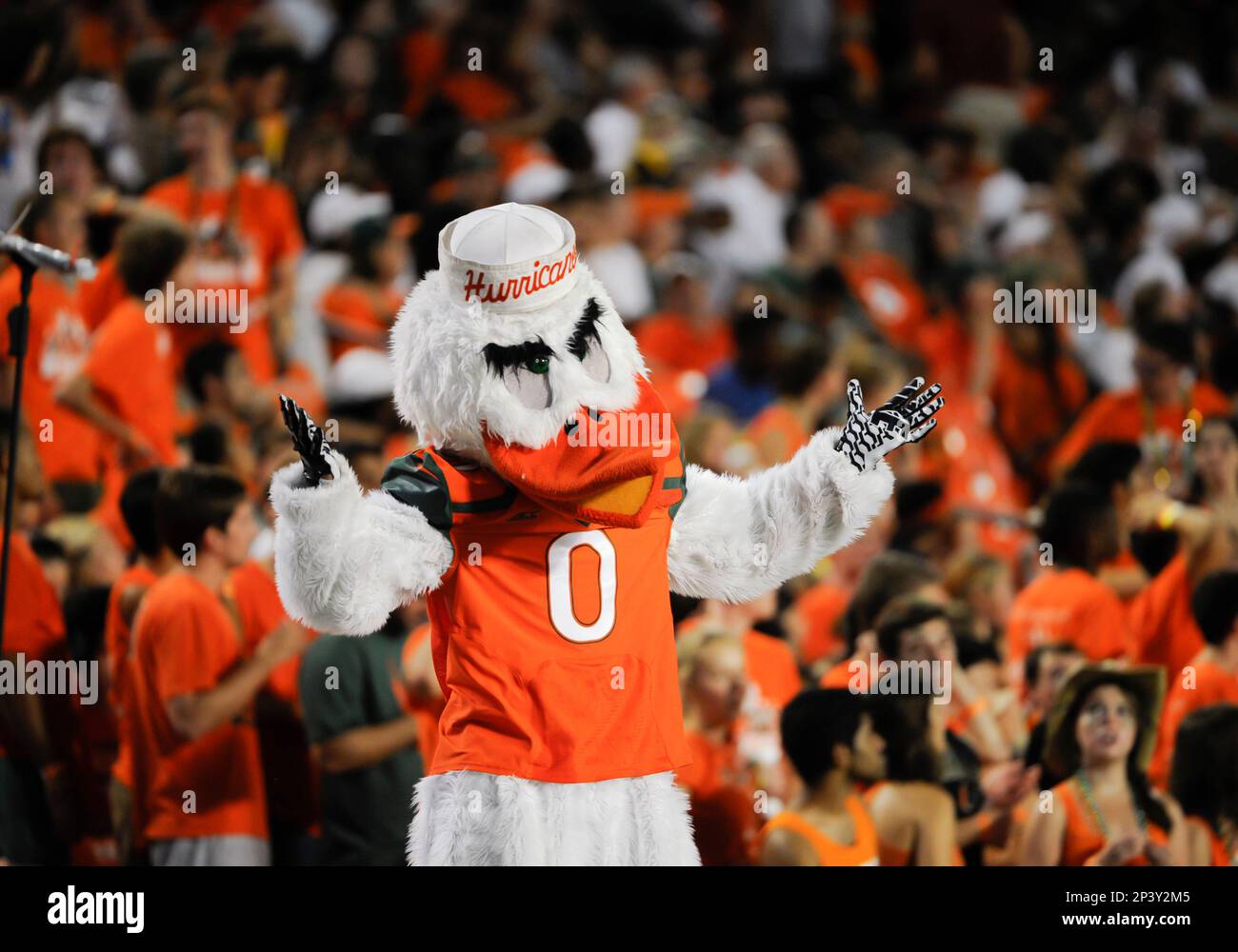 06 September 2014: University of Miami Hurricanes mascot Sebastian the ...