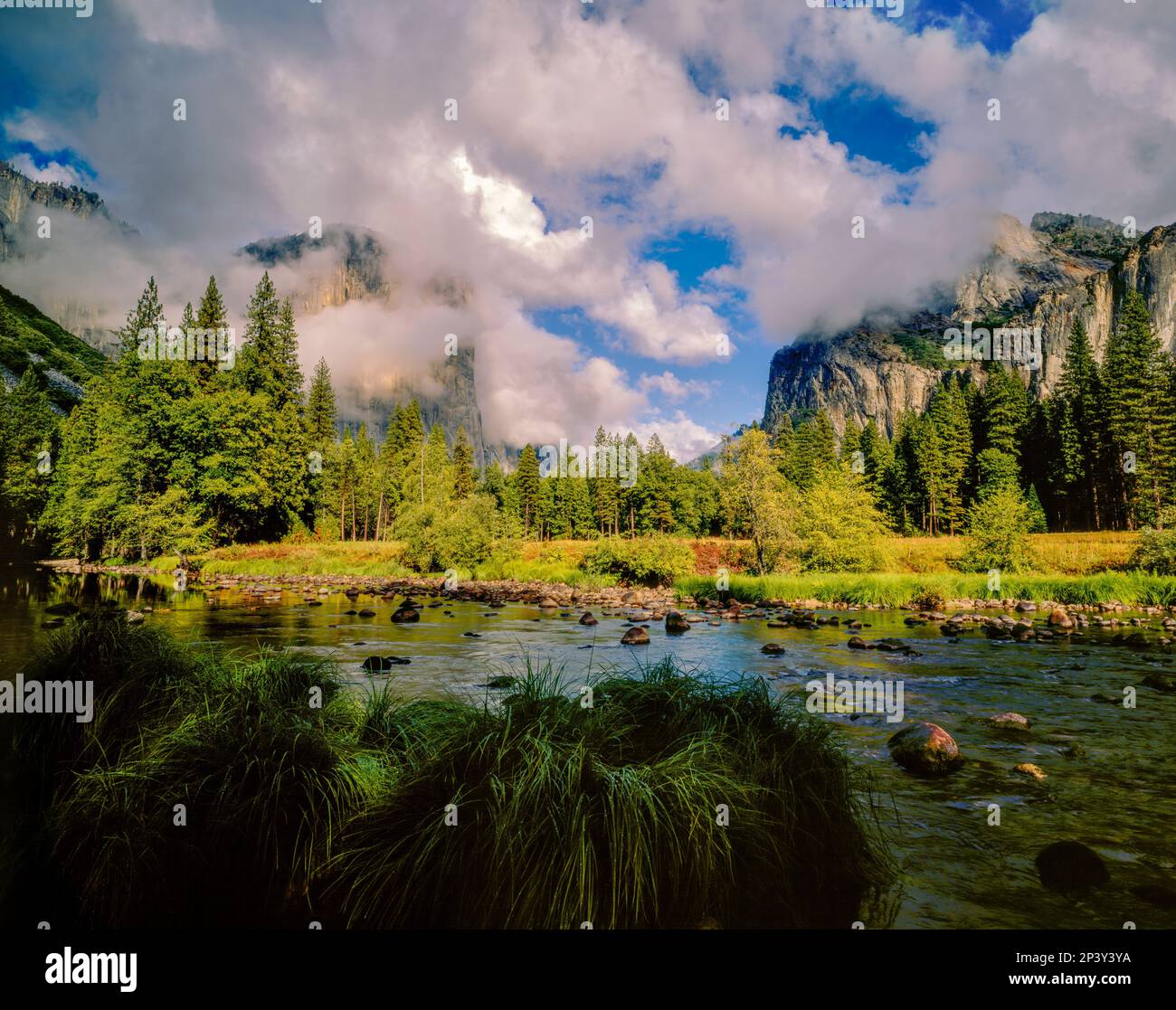 Merced River, El Capitan, Sentinel Rock, Yosemite National Park ...