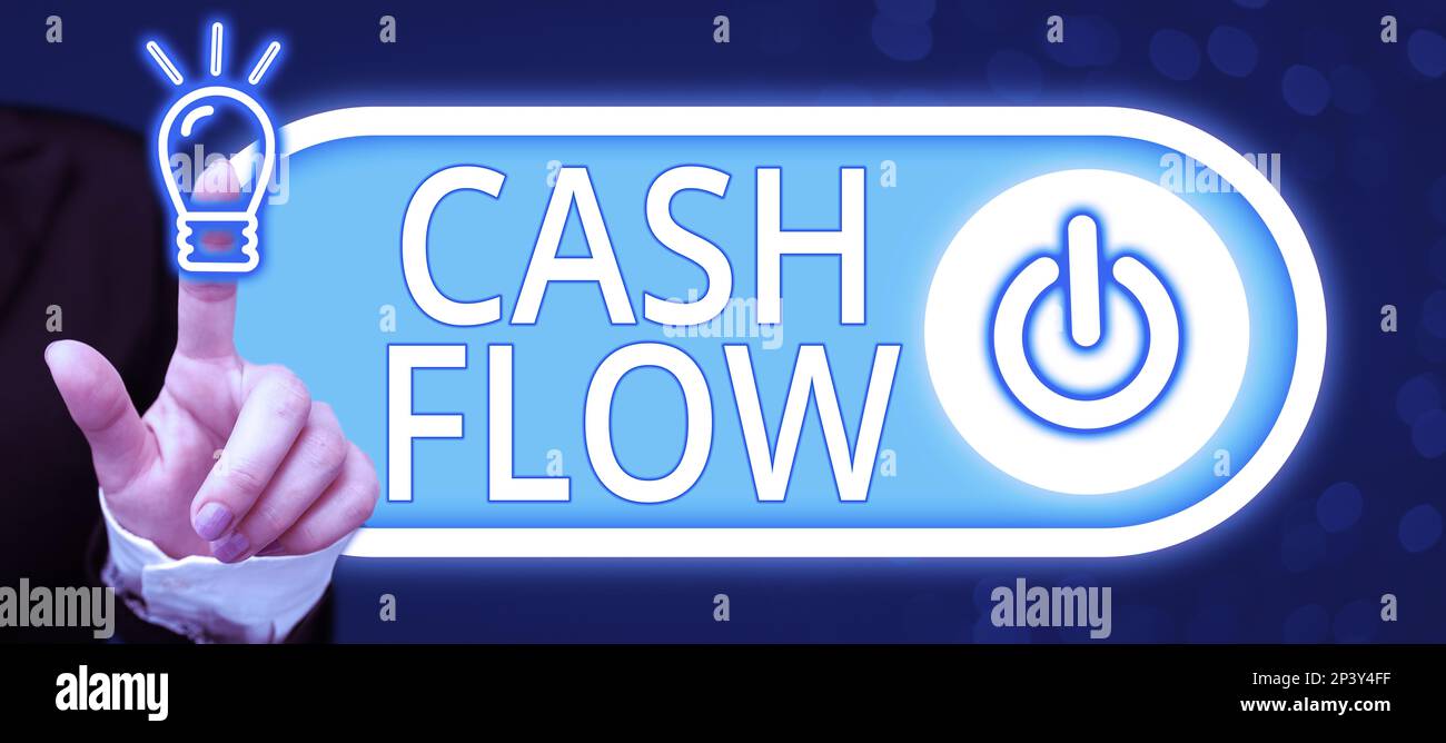 Hand writing sign Cash Flow. Business showcase Movement of the money in ...