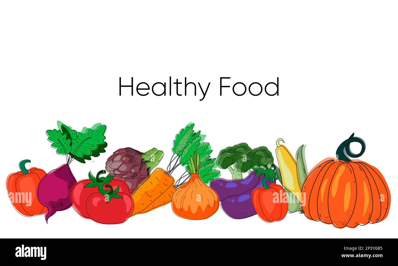 Collection of vegetables. Healthy food design elements isolated on ...