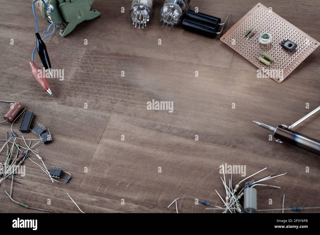 DIY - do it yourself workplace with soldering iron, tools and ...