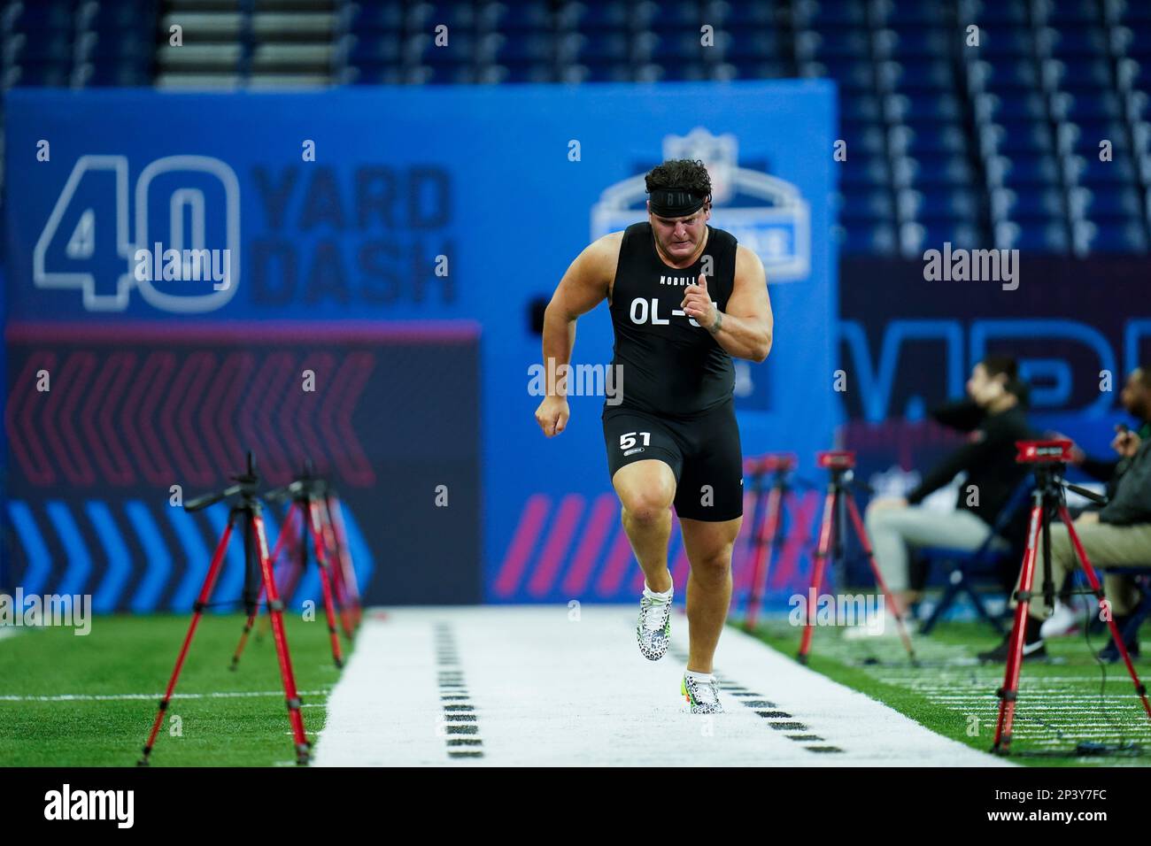 Ohio State offensive lineman Luke Wypler runs a drill at the NFL ...