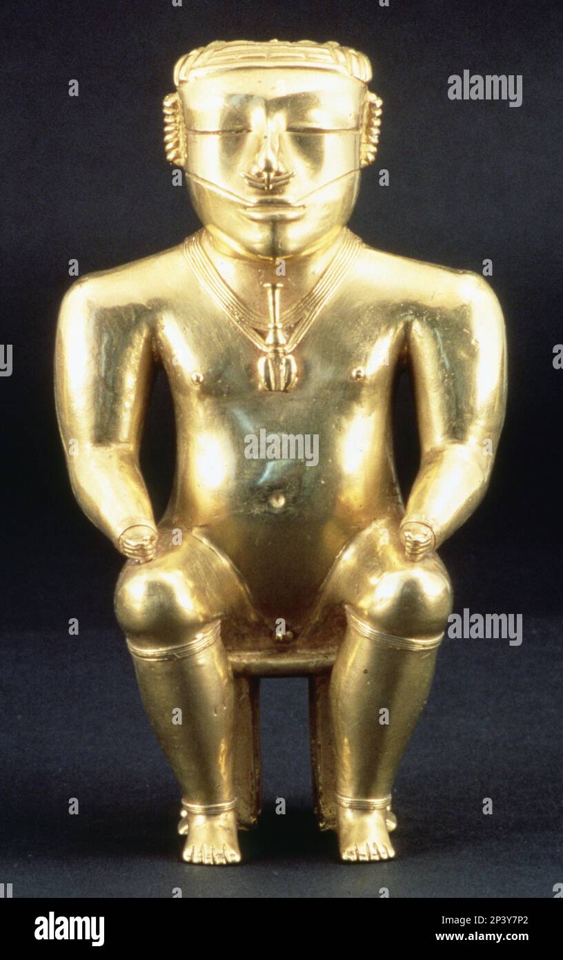 Anthropomorphic figure made of gold, used as a container for lime ...