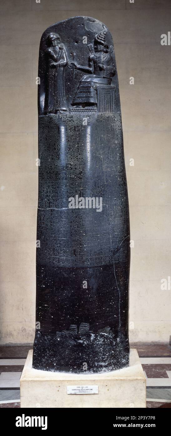 Hammurabi codex, from Susa, basaltic stone of 2.5 metres tall Stock ...