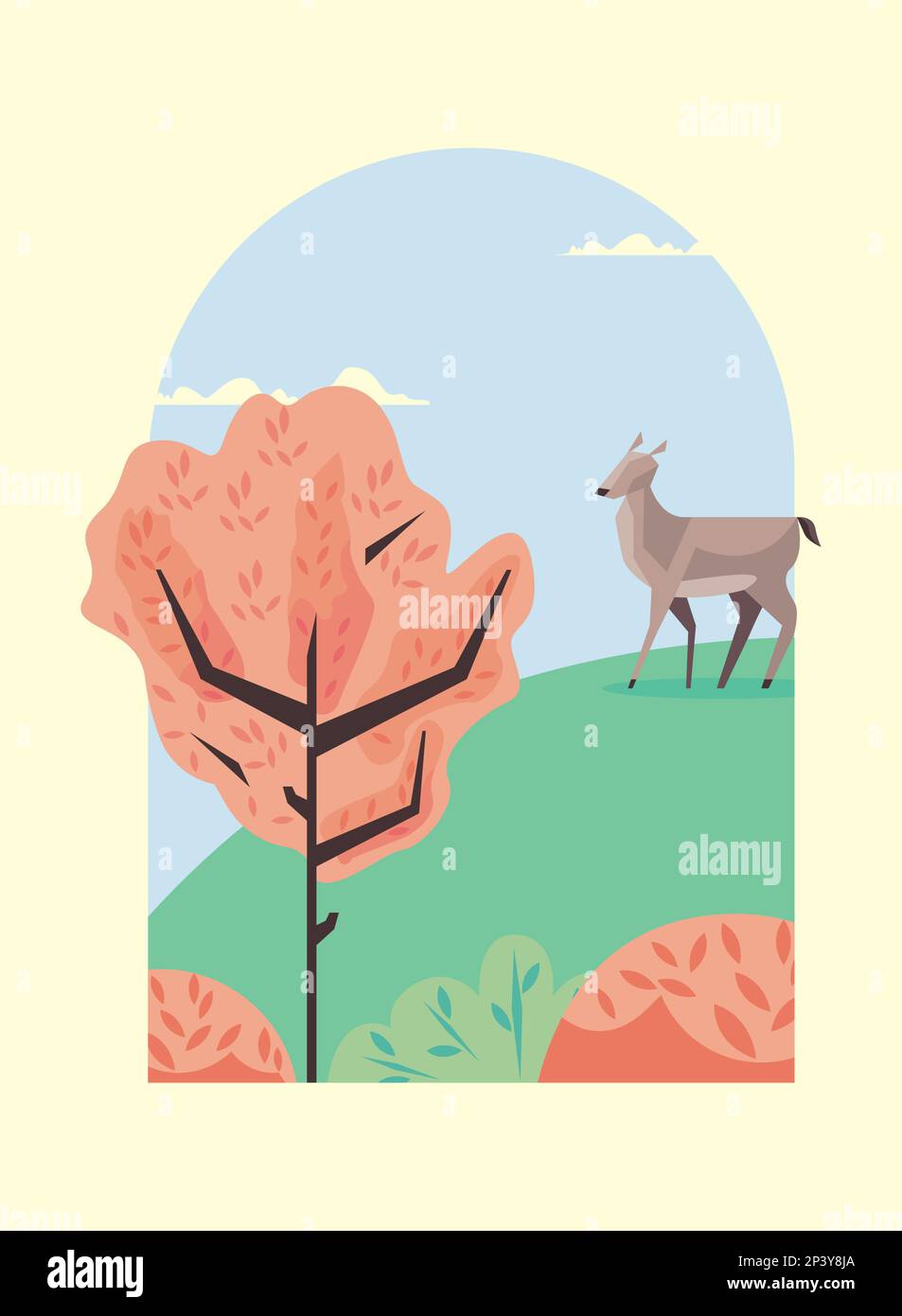fawn and tree landscape Stock Vector Image & Art - Alamy
