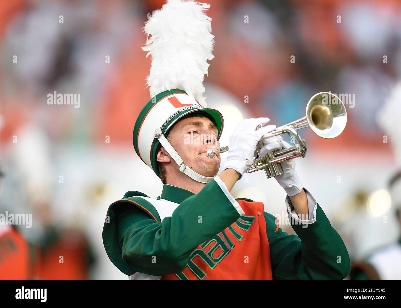 06 September 2014: University of Miami Band performs before the game ...