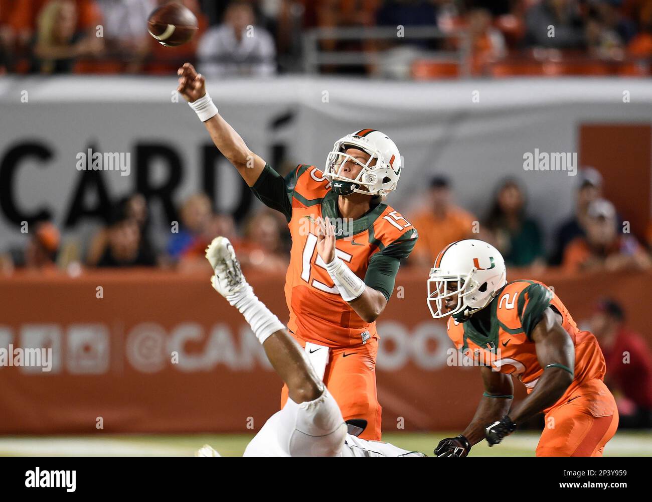 06 September 2014: University of Miami quarterback Brad Kaaya (15 ...