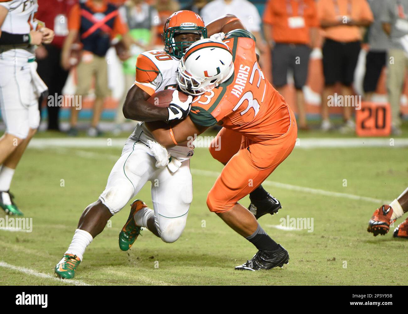 06 September 2014: University of Miami defensive lineman Trent Harris ...