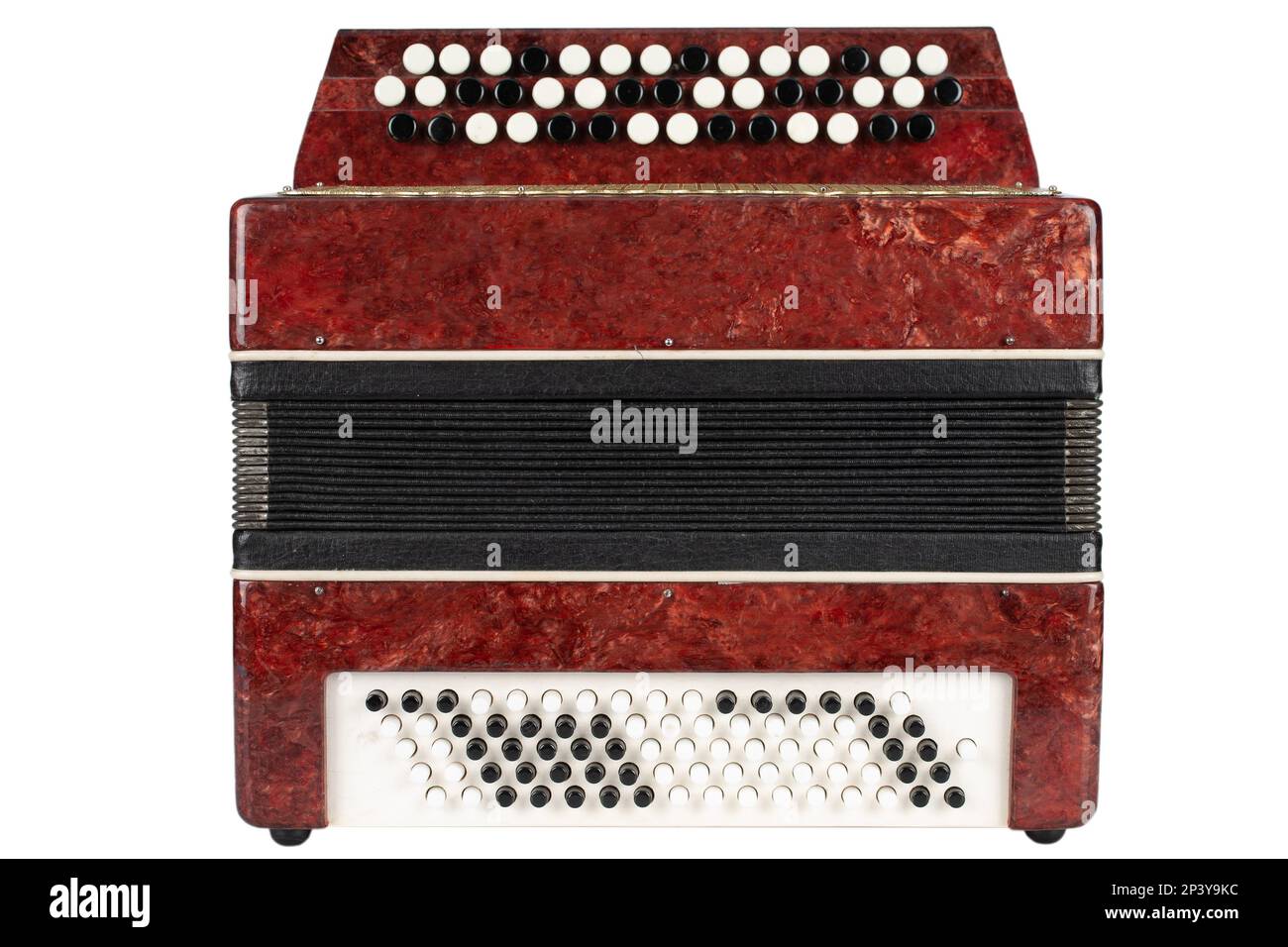 Small retro bayan (accordion). Folk musical instrument. Isolated on ...