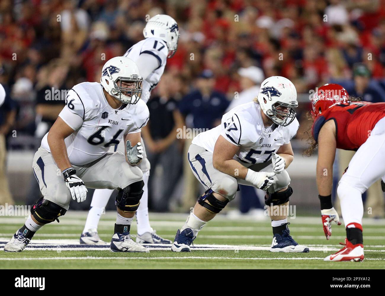 13 September 2014: Nevada Wolf Pack offensive linesman Kyle Roberts #66 ...